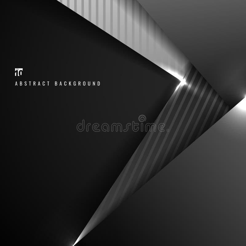 Abstract Black and Gray Geometric Triangle Overlapping Dimension Layer ...