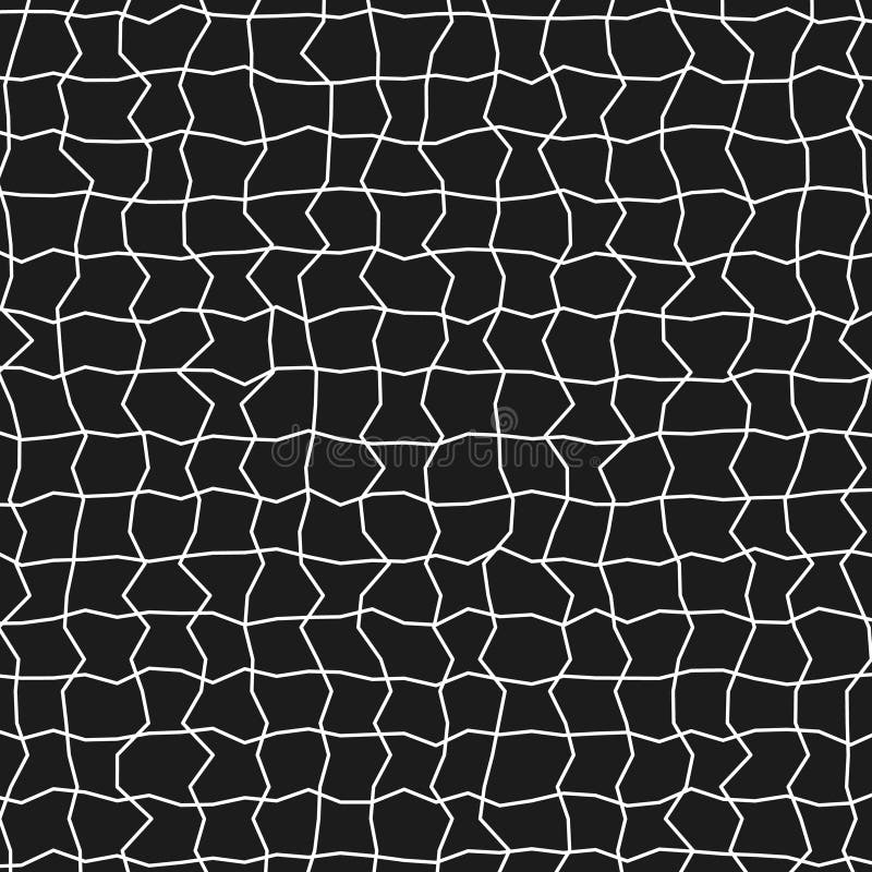 Abstract Black Grid. Irregular Web Pattern. Cracked White Lines. Vector ...