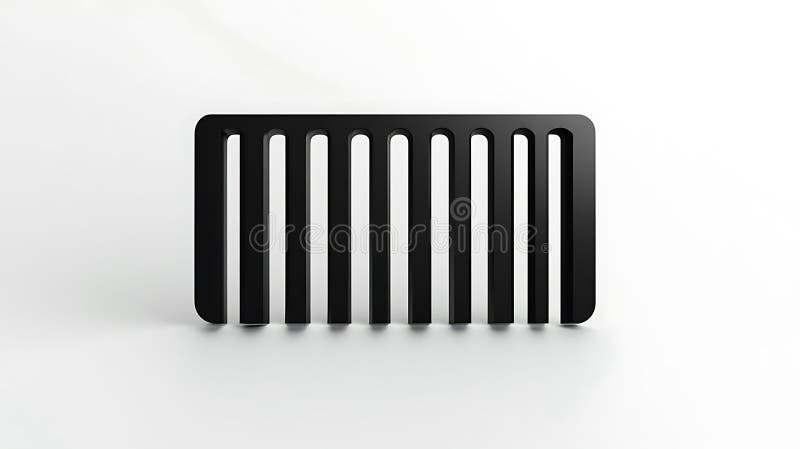 Abstract Black Grille with Vertical Slats on Clean White Background ...
