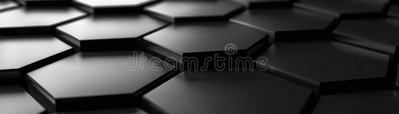 Abstract Black Hexagon Pattern 3D Render Stock Illustration ...