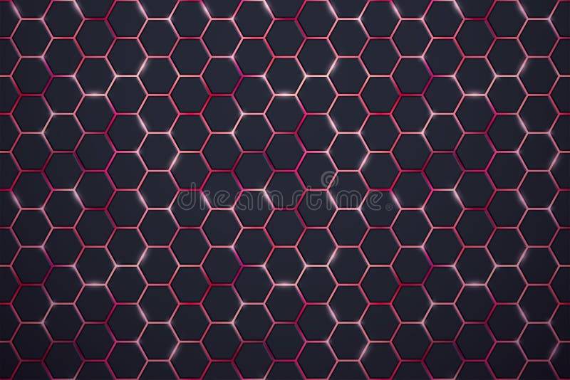 Abstract Black Hexagon Tiles Pattern Horizontal Background with Shiny ...