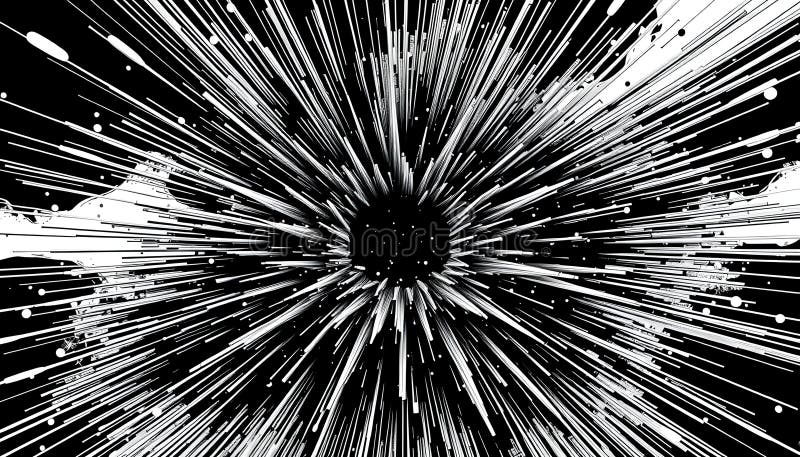 Abstract Black Hole with White Streaks Bursting from a Black Center ...
