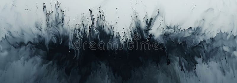 Abstract Black Ink Art with a Gradient Smoky Effect on White Backdrop ...