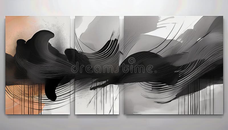 Abstract Black Ink Banners Dramatic Splashes of Ink on a Minimalist ...