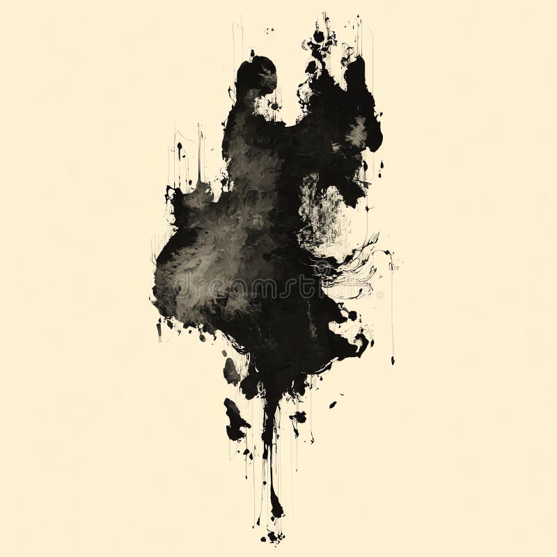 Abstract Black Ink Blot Artistic Design Stock Illustration ...