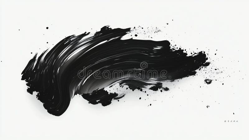 Abstract Black Ink Brushstroke Artwork with Dynamic Flow and Texture ...