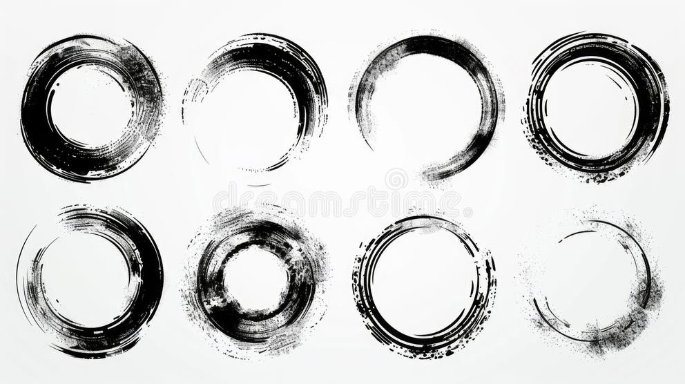 Abstract Black Ink Circles on a Plain White Background. Suitable for ...
