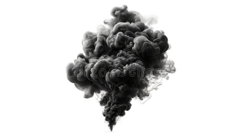 Abstract Black Ink Cloud Explosion Isolated on White Background, Ink ...