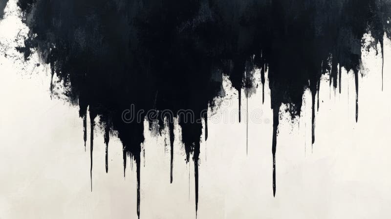 Abstract Black Ink Dripping Down White Canvas Stock Illustration ...