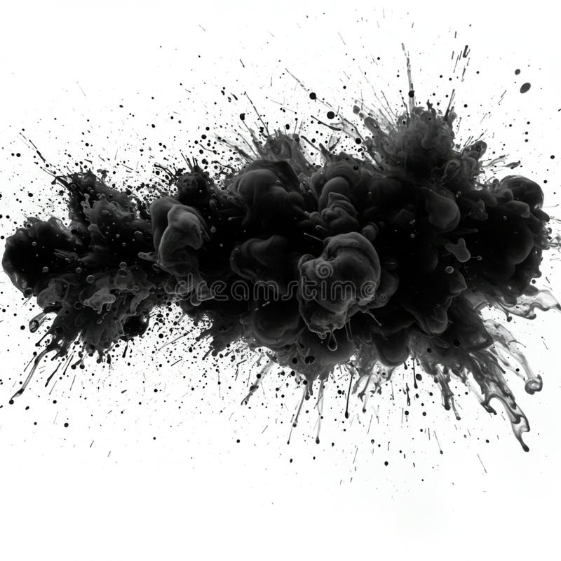 An Abstract Black Ink Explosion Against a White Background Creates ...