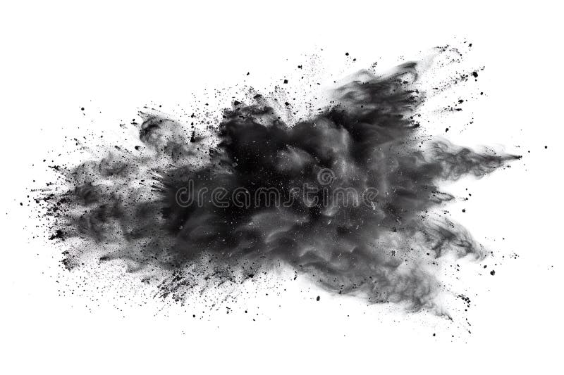 Abstract Black Ink Explosion Art Spread on White Background Stock ...