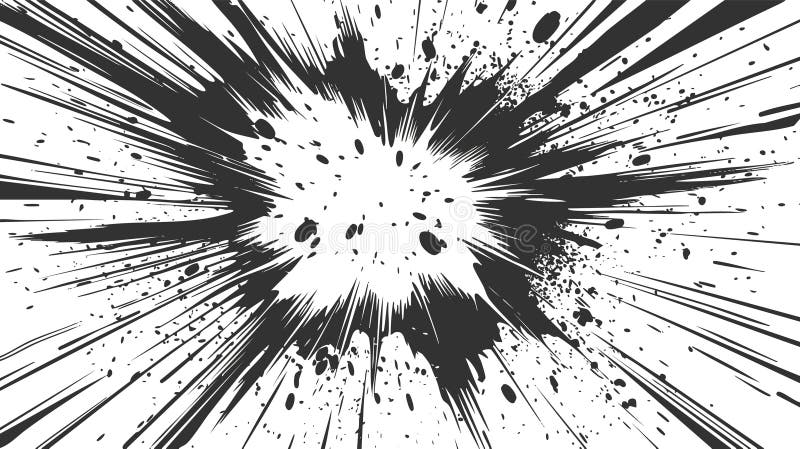 Abstract Black Ink Explosion with Dynamic Lines and Splashes on White ...