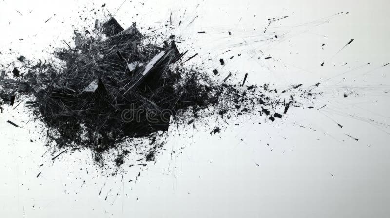 Abstract Black Ink Explosion on White Background Stock Photo - Image of ...