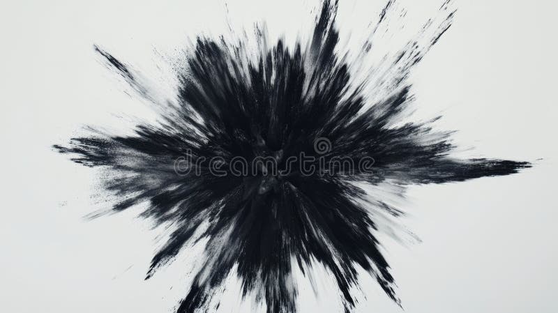 Abstract Black Ink Explosion on White Background, Dynamic Art Concept ...