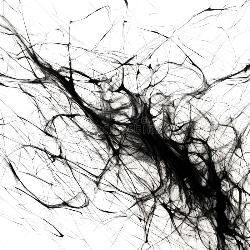 Abstract Black Ink Lines on White Background. Stock Illustration ...