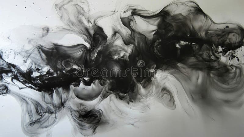 Abstract Black Ink Painting on White Background Stock Illustration ...