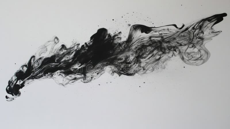Abstract Black Ink Painting on White Background Stock Illustration ...