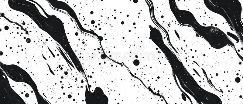 Abstract Black Ink Patterns Create a Striking Seamless Design on a ...
