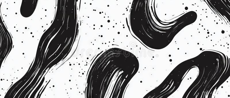 Abstract Black Ink Patterns Creating a Striking Seamless Design on a ...