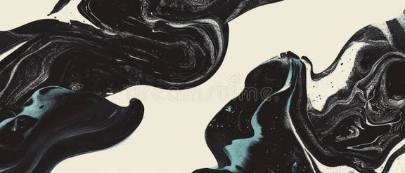 Abstract Black Ink Patterns Intertwining on a Crisp White Background ...