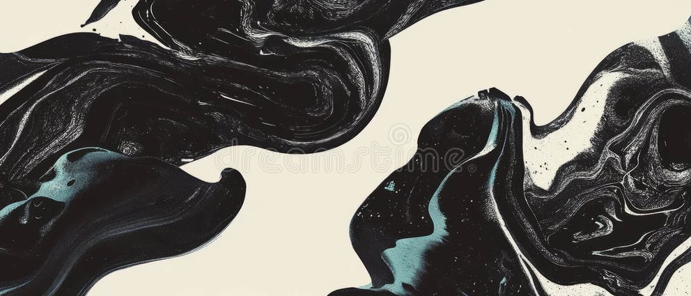 Abstract Black Ink Patterns Intertwining on a Crisp White Background ...