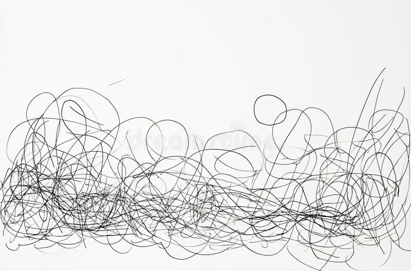 Abstract Black Ink Scribbles on White Background: High Quality Image ...