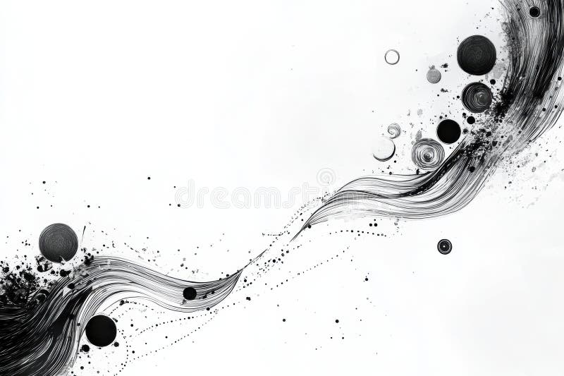 Abstract Black Ink Sketch Illustration Featuring Intricate Designs and ...