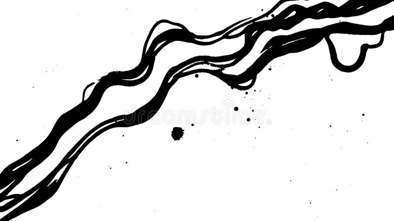 An Abstract Black Ink Splash Design with Flowing Lines and Splatters on ...