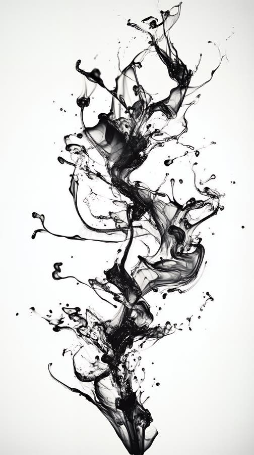 Abstract Black Ink Splash Dynamic Design Element Art Flow Dark White ...