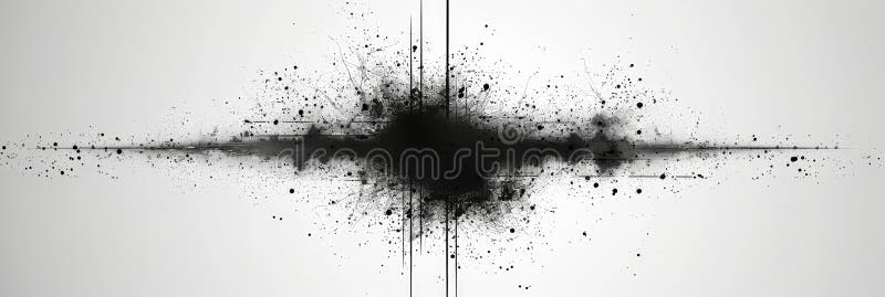 Abstract Black Ink Splash on a Light Background with Linear Details ...
