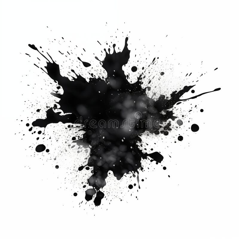 Abstract Black Ink Splash with Varying Textures and Sizes on a White ...