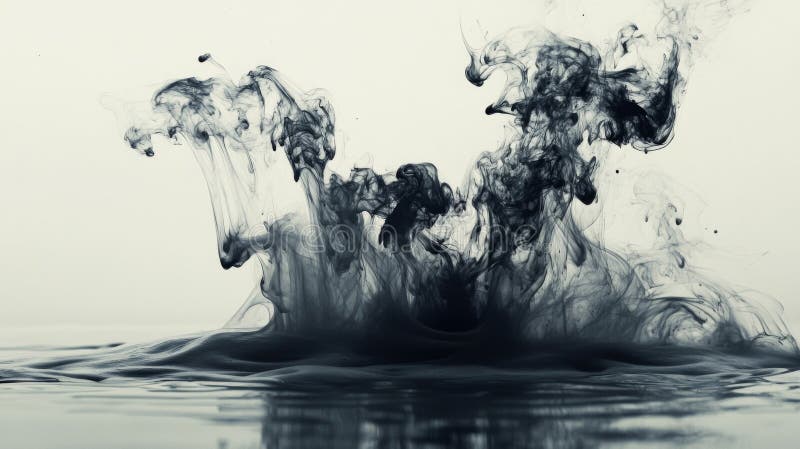 Abstract Black Ink Splash on Water Surface Stock Illustration ...