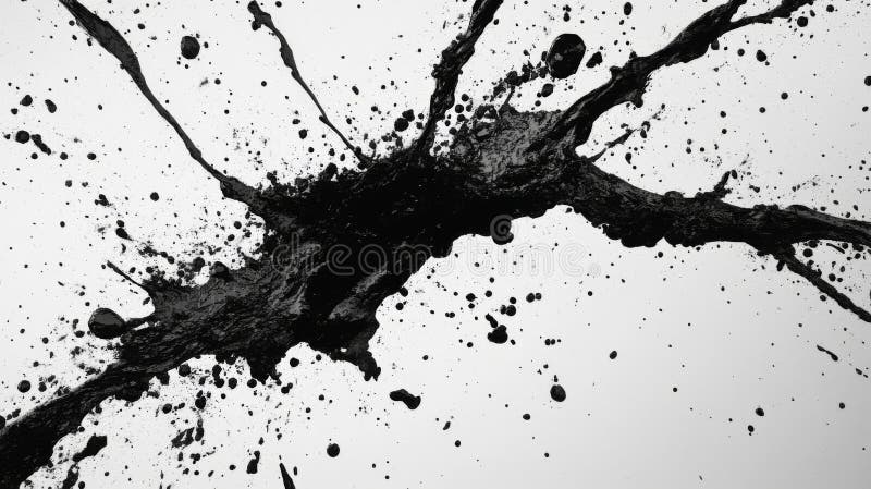Abstract Black Ink Splash on White Background Stock Illustration ...