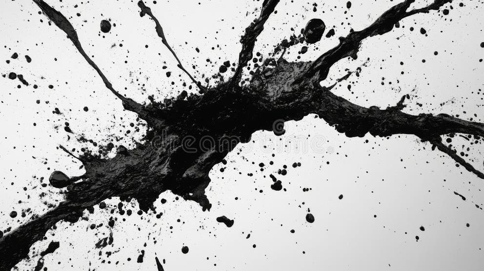 Abstract Black Ink Splash on White Background Stock Illustration ...
