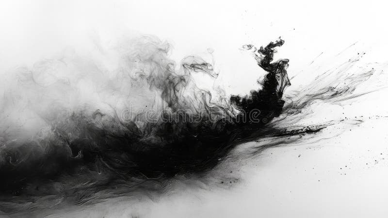 Abstract Black Ink Splash on White Background Stock Illustration ...