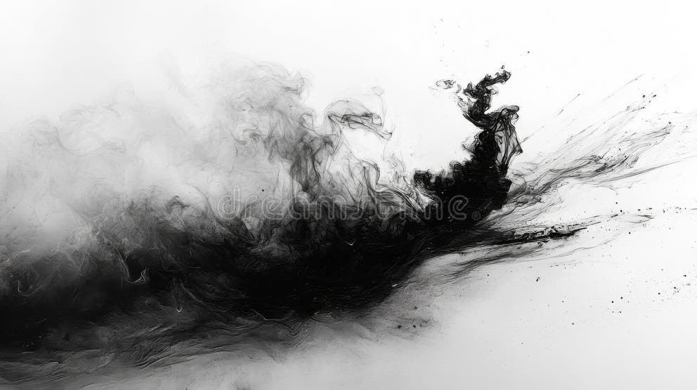 Abstract Black Ink Splash on White Background Stock Illustration ...
