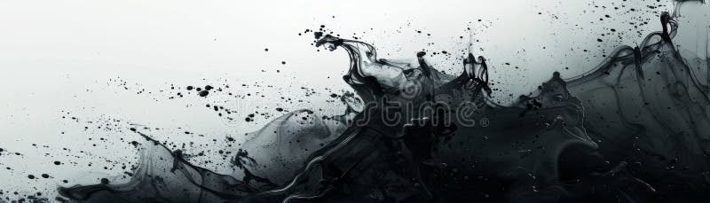 Abstract Black Ink Splash on White Background. Artistic and Dynamic ...