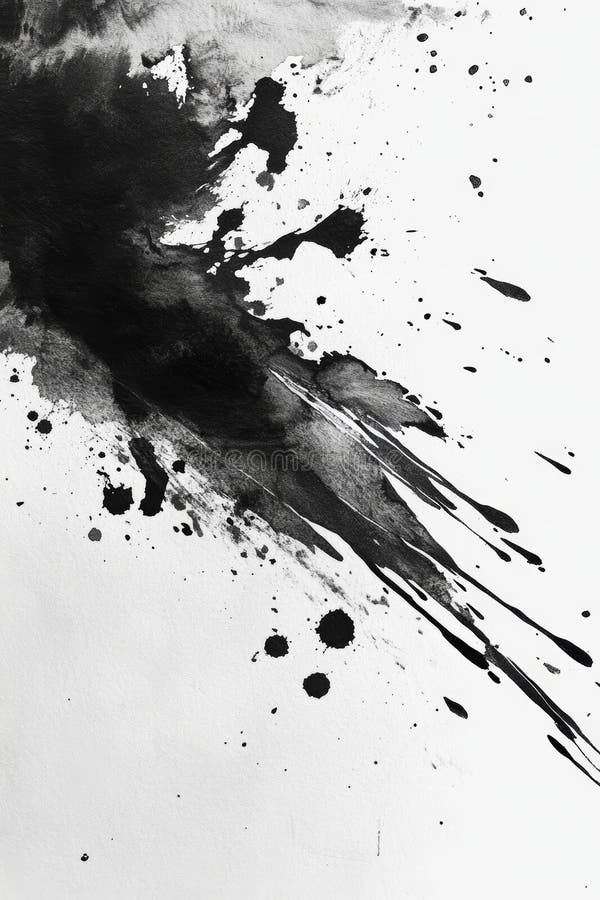 Abstract Black Ink Splash on White Background Creating Dynamic and ...