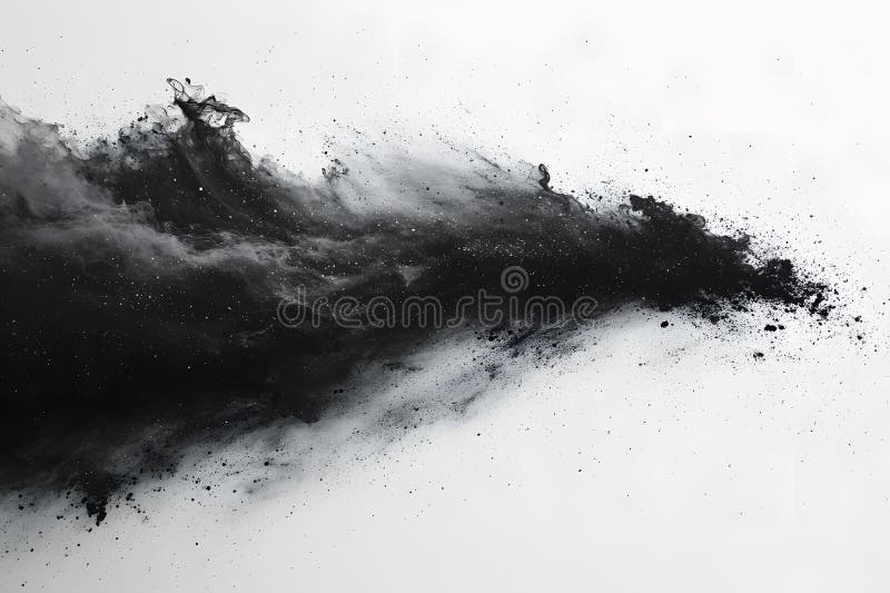 Abstract Black Ink Splash on White Background - Creative Design for Art ...