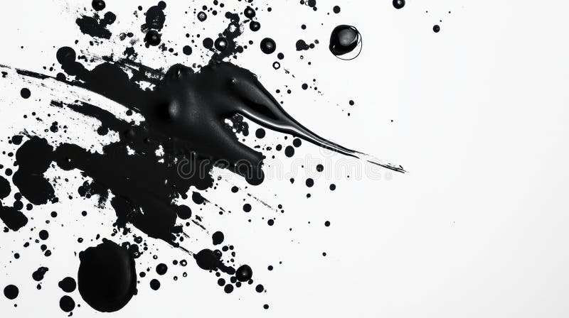 Abstract Black Ink Splash on White Background. Creative Fluid Art ...
