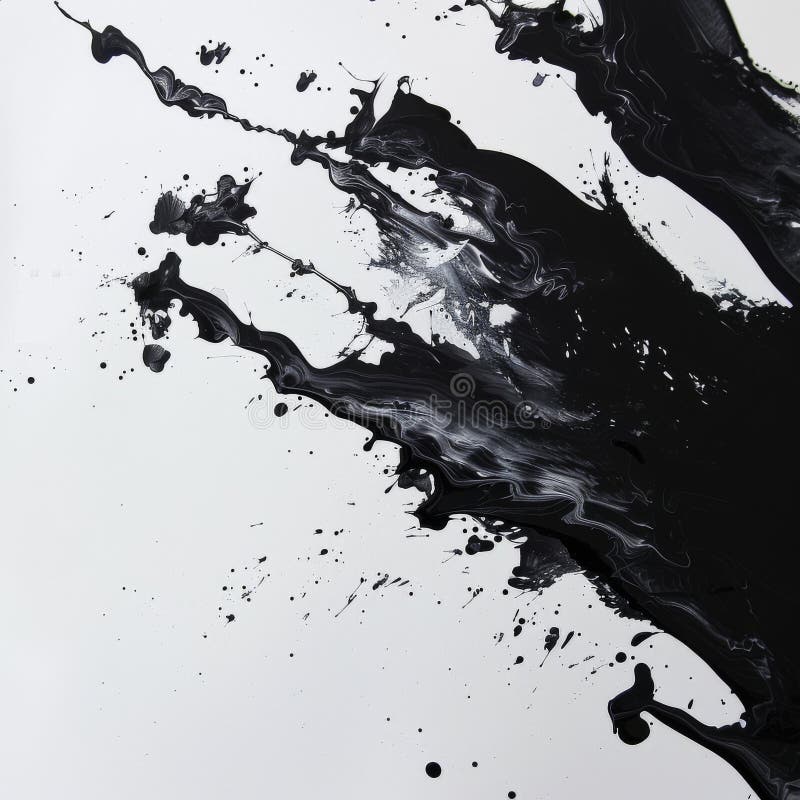 Abstract Black Ink Splash on White Stock Image - Image of expression ...