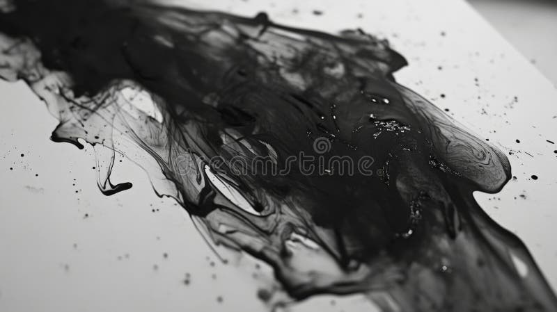 Abstract Black Ink Splashes on White Paper Stock Illustration ...
