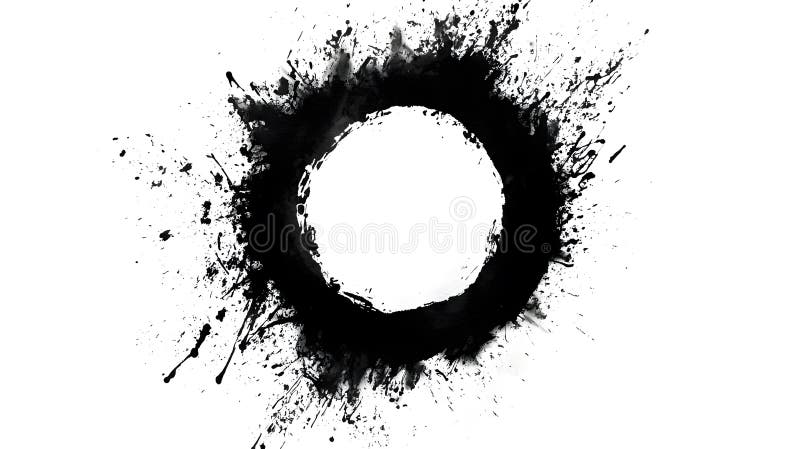 Abstract Black Ink Splatter Circle Design Stock Illustration ...