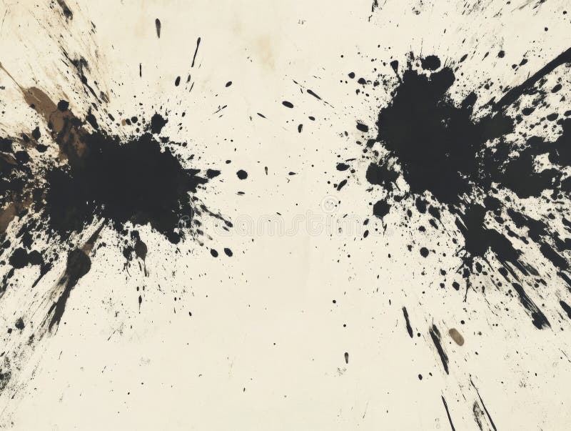 Abstract Black Ink Splatter on Cream Background Stock Illustration ...
