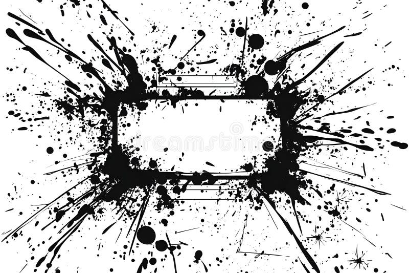 Abstract Black Ink Splatter Frame Design Graphic Stock Illustration ...