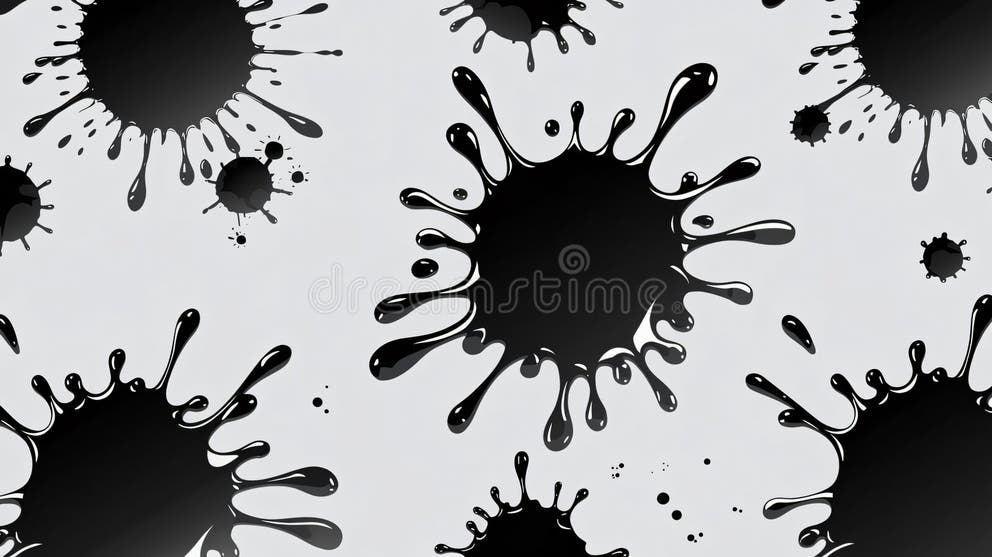 Abstract Black Ink Splatter Pattern, Seamless Good Resolution Stock ...
