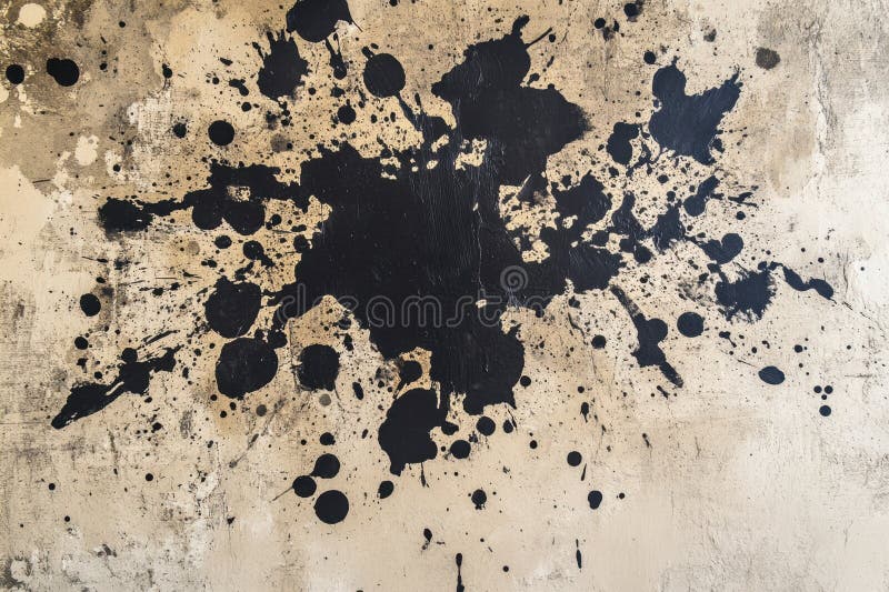Abstract Black Ink Splatter on Rustic Concrete Wall Background Stock ...