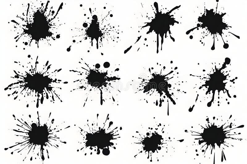 Abstract Black Ink Splatter Set: High-Resolution Vector Graphics Stock ...