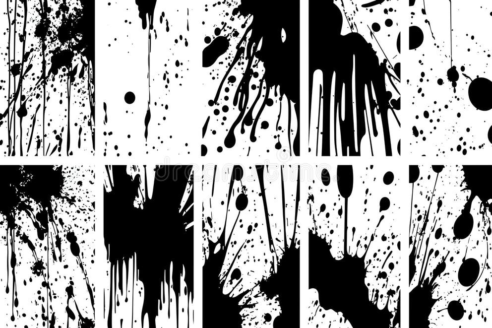 Abstract Black Ink Splatter Textures Background Pack Stock Illustration - Illustration of black ...
