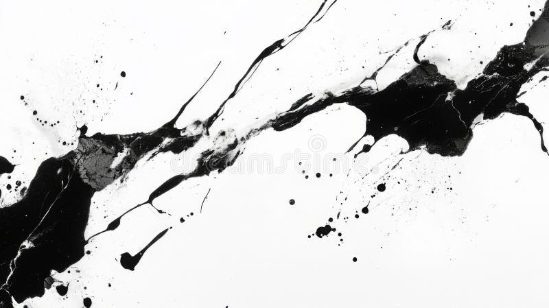 Abstract Black Ink Splatter on White Background Stock Illustration ...